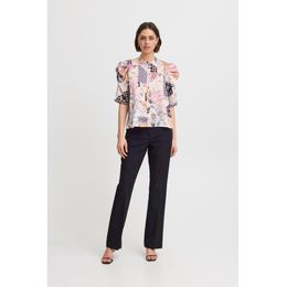 Ichi Kurzarm-Bluse IXNINA Regular fit in Pink Lady Patch Print | Gr.: 38