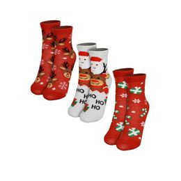 United Labels 3er Pack Rentier Santa Socken Weihnachtssocken Winter Sneaker in Mehrfarbig | Gr.: 23-26