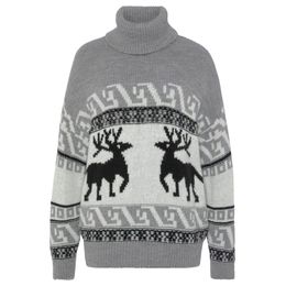 Vivance Rollkragenpullover in grau-schwarz-creme | Gr.: 36-38