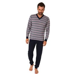 Normann langarm Schlafanzug B&uuml;ndchen Pyjama Streifen - 83113 in navy | Gr.: 56
