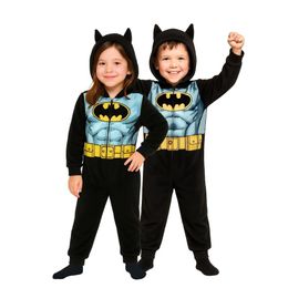 DC Comics Batman Jumpsuit mit Kapuze Overall Onesie Einteiler in schwarz | Gr.: 134/140