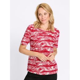 Sieh an! Kurzarmshirt in rot-ecru-bedruckt | Gr.: 46