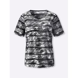 Sieh an! Kurzarmshirt in schwarz-ecru-bedruckt | Gr.: 54