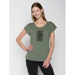 Greenbomb T-Shirt Animal Sparrow Grass in Moos Grey | Gr.: S