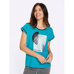 Sieh an! Kurzarm-Shirt in t&uuml;rkis-schwarz | Gr.: 48