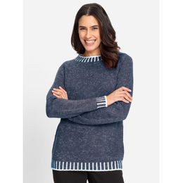 WITT WEIDEN Langarm-Pullover in rauchblau-ecru-gemustert | Gr.: 38