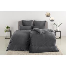 Bettwäsche my home "Desner3", grau (anthrazit), B/L: 155cm x 220cm, 1 Stk., 1 Stk., Microfaser, B/L: 80cm x 80cm, 2, Microfaser, Obermaterial: 100% Polyester, Bettwäsche, Bettwäsche mit Reißverschluss, Cashmere-Touch, kuschelig & weich