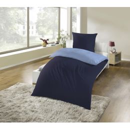 Wendebettwäsche Kinzler "Mikrofaser Flanell Bettwäsche "Cashmere Touch"", blau, B/L: 135cm x 200cm, 1 Stk., 1 Stk., Polyester, B/L: 80cm x 80cm, 2 Stk., Polyester, Obermaterial: 100% Polyester, Bettwäsche, Besonders weich