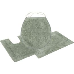 Badematte OTTO products "Leni" Gr. 11, grün (salbei), H:14mm, Baumwolle, Badematten, Hoch-Tief-Effekt, mit Bordüre, auch als 3 teiliges Set erhältlich