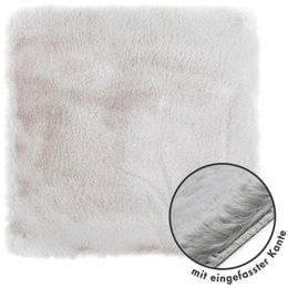 Stuhlkissen LUXOR living "Sitzauflage Novara", grau (silber, felloptik unifarben), B:40cm L:40cm, Polyester, Dekokissen_Sitzkissen_Kissenhüllen, Kunstfell, rund oder eckig, sehr weich, auch als 4er Set bestellbar