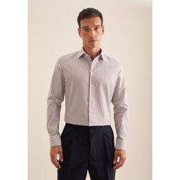 Businesshemd Seidensticker "Schwarze Rose", Herren, Gr. normale Ärmellängen, braun, 100% Baumwolle, gestreift, regular fit, 2-Knopf-Manschette, Hemden, Regular 1/1 Kentkragen Gestreift