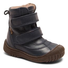 Winterstiefel bisgaard "ellis tex", Kinder, Gr. 25, blau (navy), Leder, unifarben, Klassisch, Schuhe, Klettschuh mit TEX-Membrane, Größenschablone zum Download