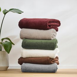 Wohndecke Ibena "Wohndecke Cordoba", grau, B:150 L:200, Baumwolle, Wohndecken, Mit trendiger Cord-Struktur