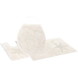Badematte Andas "Marie" Gr. 11, beige (natur), H:13mm, Baumwolle, Badematten, Badteppich, Stern Motiv, Hoch-Tief-Struktur, auch als Set