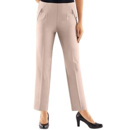 Schlupfhose Adelina, Damen, Gr. 38, Normalgrößen, beige, 88% Polyester, 12% Elasthan, unifarben, lang, Hosen