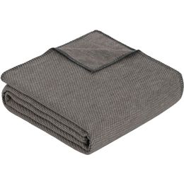 Kinderdecke Ibena "Wohndecke Charlotte mit GOTS", grau, nicht bleichen, trocknergeeignet, nicht bügeln, B:70cm L:100cm, Baumwolle, Wohndecken, mit gewebter Struktur