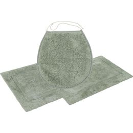 Badematte OTTO products "Leni" Gr. 12, grün (salbei), H:14mm, Baumwolle, Badematten, Hoch-Tief-Effekt, mit Bordüre, auch als 3 teiliges Set erhältlich