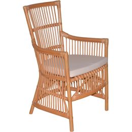 Esszimmersessel, gelb (honigfarben), B:55cm H:96cm T:62cm, Bezug 100% Polyester, HOFMANN LIVING AND MORE, Sessel, Handgeflochten