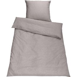 Bettwäsche SETEX "Chambray", grau (kieselgrau), B/L: 135cm x 200cm, 1 Stk., 1 Stk., Chambray, B/L: 80cm x 80cm, 2 Stk., Chambray, Obermaterial: 90% Baumwolle, 10% Polyester, Bettwäsche, in diversen Uni-Tönen