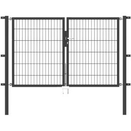 Zaundoppeltür Alberts "Flexo", grau (anthrazit), B:200cm H:120cm, Stahl, Tore, 200 cm Breite, in versch. Höhen