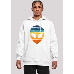 Kapuzenpullover F4NT4STIC "Alien Sonnenuntergang Retro", Herren, Gr. L, weiß, Obermaterial: 65% Baumwolle, 35% Polyester, slim fit, Pullover, Premium Qualität