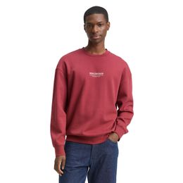 Sweatshirt Tom Tailor Denim, Herren, Gr. M, burnt russet, Sweatware, Obermaterial: 70% Baumwolle, 30% Polyester, relaxed fit taillenbedeckt, Rundhals, Bündchen, Sweatshirts, mit Logo Print