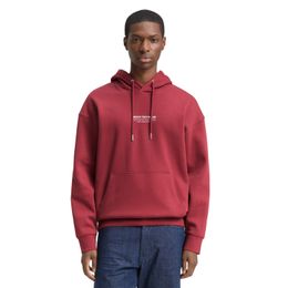 Hoodie Tom Tailor Denim, Herren, Gr. M, burnt russet, Sweatware, Obermaterial: 70% Baumwolle, 30% Polyester, relaxed fit taillenbedeckt, Bündchen, Sweatshirts, mit Logo Print