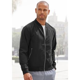 Bomberjacke John Devin "/ Blouson mit Rippkragen", Herren, Gr. S (44/46), schwarz, Web, Obermaterial: 100% Polyester. Futter: 100% Polyester, regular fit hüftlang, Rundhals, 2-Naht-Ärmel Rippbündchen, Jacken, Pilotenjacke / Übergangsjacke mit Innentasche, regular fit