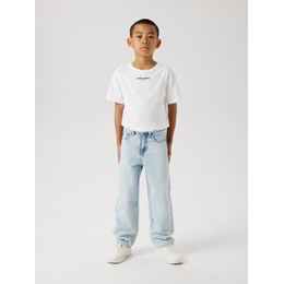 Straight-Jeans name it "NKMRYAN – Jeans mit geradem Bein, strapazierfähig", Jungen, Gr. 116, N-Gr, blau (light blau denim), Denim/Jeans, Obermaterial: 100% Baumwolle, unifarben, straight fit lang, Jeans, unifarben, casual, straight fit, Denim/Jeans