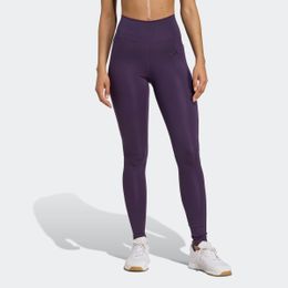 Trainingstights adidas Performance "OPT ESS ST 1/1", Damen, Gr. L, N-Gr, aurora plum, Obermaterial: 85% Polyester, 15% Elasthan, Hosen