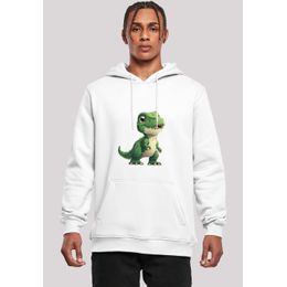 Kapuzenpullover F4NT4STIC "Süßer grüner Dino", Herren, Gr. L, weiß, Obermaterial: 65% Baumwolle, 35% Polyester, slim fit, Pullover, Premium Qualität