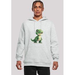 Kapuzenpullover F4NT4STIC "Süßer grüner Dino", Herren, Gr. XL, erdgrau, Obermaterial: 65% Baumwolle, 35% Polyester, slim fit, Pullover, Premium Qualität