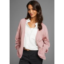 Strickjacke Laura Scott, Damen, Gr. 48/50, rosa, Strick, Obermaterial: 50% Viskose, 28% Polyester, 22% Polyamid, unifarben, Basic, oversize hüftlang, V-Ausschnitt, Rippstrickbündchen, Strickjacken, in lässiger, offener Form