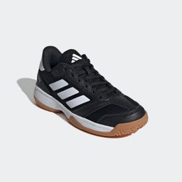 Hallenschuh adidas Performance "LIGRA 8 INDOOR KIDS", Mädchen, Gr. 36, schwarz-weiß (core schwarz, cloud weiß, core schwarz), Synthetik, Textil, Schuhe, geeignet für jeden Hallensport