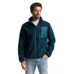 Fleecejacke Tom Tailor Denim, Herren, Gr. L, deep pond grün, Fleece, Obermaterial: 100% Polyester. Futter: 100% Polyester, unifarben, regular fit taillenbedeckt, elastischer Bund, Jacken, mit Logo Stickerei