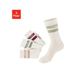 Tennissocken Copenhagen Studios, Damen, Gr. 35-38, 3x sanftes weiß, Baumwollmischung, unifarben mit Farbeinsatz, elastisch, Socken, mit Streifendesign und Vollfrottee