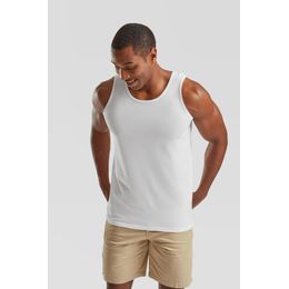 Tanktop Fruit of the Loom, Herren, Gr. L, weiß, deep navy, Single Jersey, Obermaterial: 100% Baumwolle, schmal normal, Rundhals, Tops, aus reiner Baumwolle