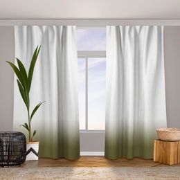 Vorhang Dip-Dye Olive Grün - blickdichte Gardine Abstrakt Wohnzimmer Schlafzimmer Küche Bad Badezimmer Jugendzimmer Orange