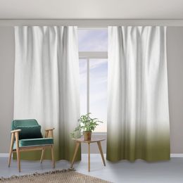 Bilderwelten Vorhang Dip-Dye Olive Gr&uuml;n - blickdichte Gardine Abstrakt Wohnzimmer Schlafzimmer K&uuml;che Bad Badezimmer Jugendzimmer Orange