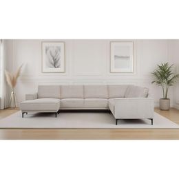 Places of Style Wohnlandschaft »XXL Sofa Oland, Struktur, Flachgewebe, Luxus-Microfaser, Boucle« U-Form, 342 cm, Wellenunterfederung,...