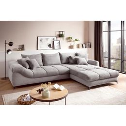 MR. COUCH Ecksofa »Ronaldo, L-Form, wahlweise mit Kaltschaum« mit Kaltschaum, bis 140 kg pro Sitzplatz belastbar Stripes 8637 warm grey