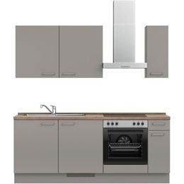 Nobilia K&uuml;chenzeile &raquo;"Laser I", Ausrichtung w&auml;hlbar, Breite 210 cm&laquo; vormontiert, wahlw. mit unterschiedlichen E-Ger&auml;ten-Sets K&uuml;che: grau +...