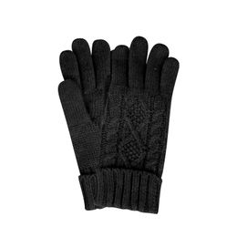 Capelli New York Strickhandschuhe 1 Paar, elegantes Zopfstrickmuster, Umschlag am Bündchen, Wollanteil black