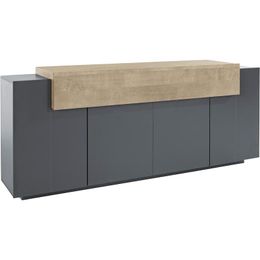 Inosign Sideboard »Coro, Kommode, Schrank, Kredenz, grifflos mit Einlegeböden« 1 klappe, 4 Türen, Doppeltiefe, B/T/H 200x45x85, 6cm anthrazit...