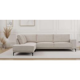 Places of Style Ecksofa »Polsterecke Oland, Struktur, Flachgewebe, Luxus-Microfaser, Boucle« L-Form, 289 cm, Wellenunterfederung, Skandi-Design,...