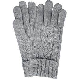 Capelli New York Strickhandschuhe 1 Paar, elegantes Zopfstrickmuster, Umschlag am Bündchen, Wollanteil light grey