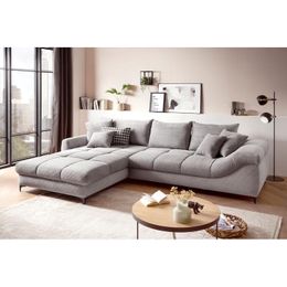 MR. COUCH Ecksofa »Ronaldo, L-Form, wahlweise mit Kaltschaum« wahlweise mit Kaltschaum Stripes 8637 warm grey