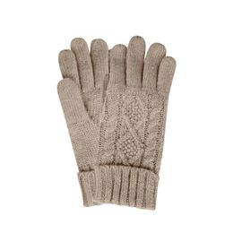 Capelli New York Strickhandschuhe 1 Paar, elegantes Zopfstrickmuster, Umschlag am Bündchen, Wollanteil camel