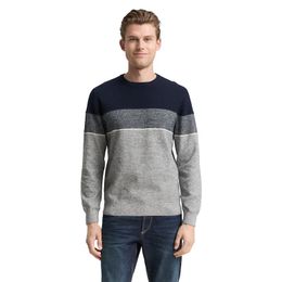 Tom Tailor Rundhalspullover mit Colorblock navy offwhite white stripe XXL XXL Strickpullover von Tom Tailor DENIM