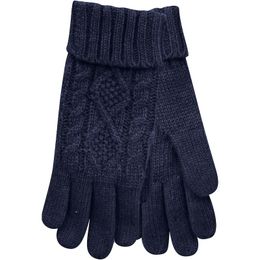 Capelli New York Strickhandschuhe 1 Paar, elegantes Zopfstrickmuster, Umschlag am Bündchen, Wollanteil navy